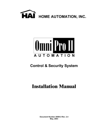 HAI Omni Pro II Installation manual | Manualzz