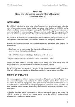 MFJ 1025 - instruction manual, Manual