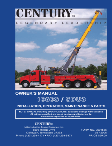 Century 1060S SDU3 Recovery Unit Owner's Manual | Manualzz