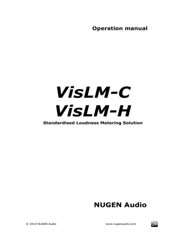 NUGEN Audio VisLM-C VisLM-H Loudness Meter Operation Manual | Manualzz