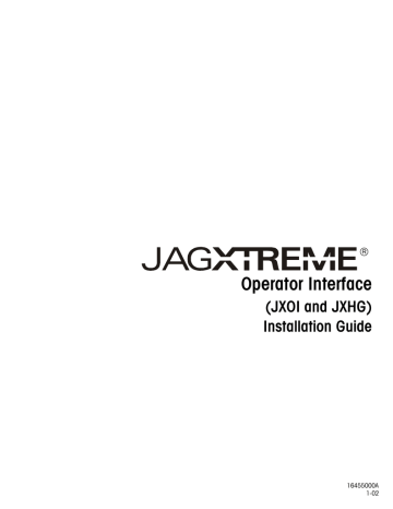 Mettler Toledo JAGXTREME Installation Instruction | Manualzz