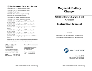 Magnetek NiMH Battery Charger Instruction manual | Manualzz