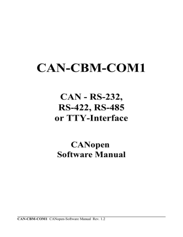 CAN interface CBM COM1 Software Manual | Manualzz