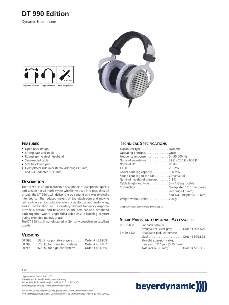 Beyerdynamic Dt 990 Spare Parts | Reviewmotors.co