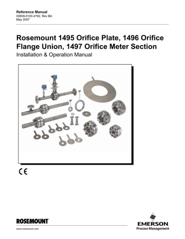 Rosemount 1495 Orifice Plate, 1496 Orifice Flange Union, 1497 Orifice ...
