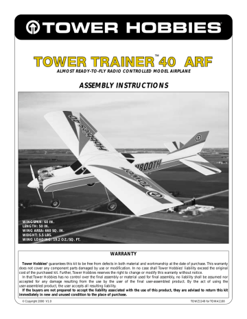 Tower Hobbies Trainer 40 ARF Product manual | Manualzz