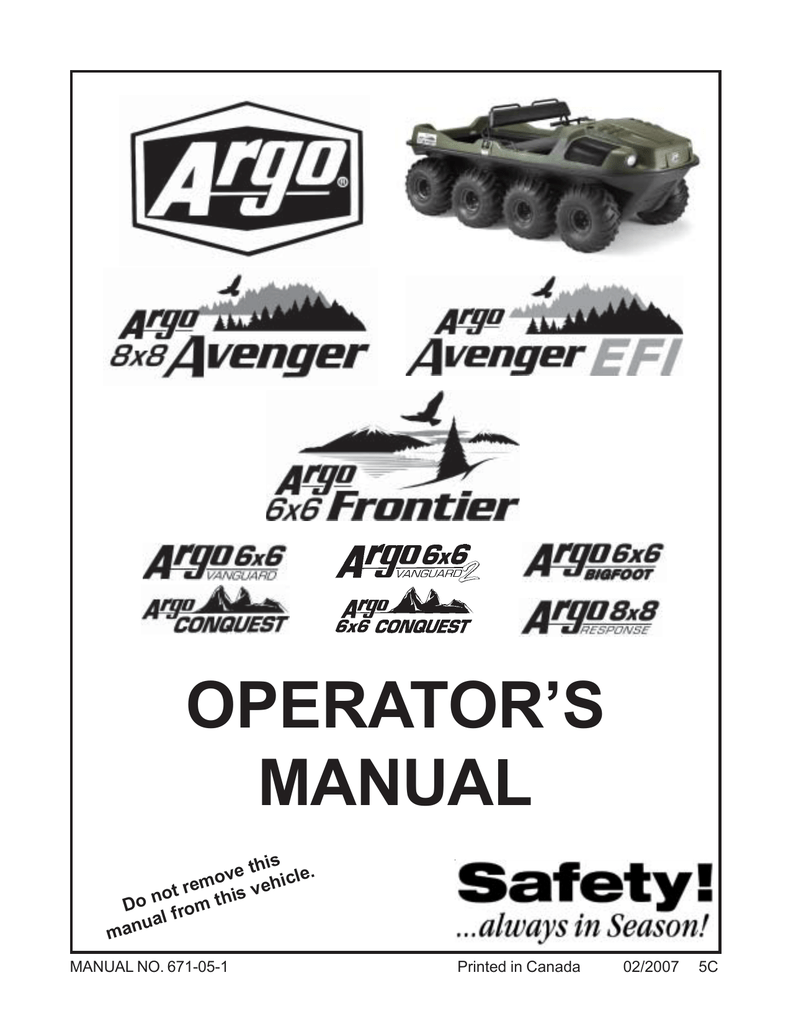 Argo 8x8 Response Operator's Manual | Manualzz