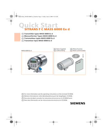 Siemens SITRANS FC MASS 6000 Ex d User's Manual | Manualzz