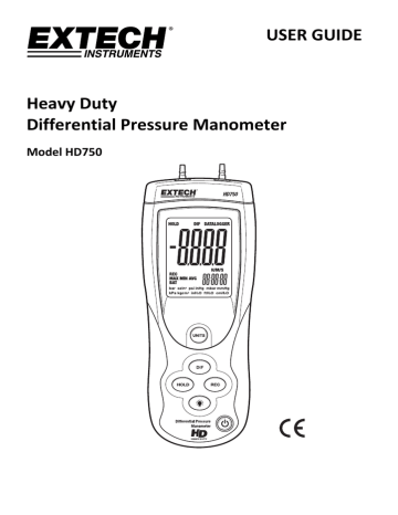 Extech HD750 Differential Pressure Manometer User Guide | Manualzz