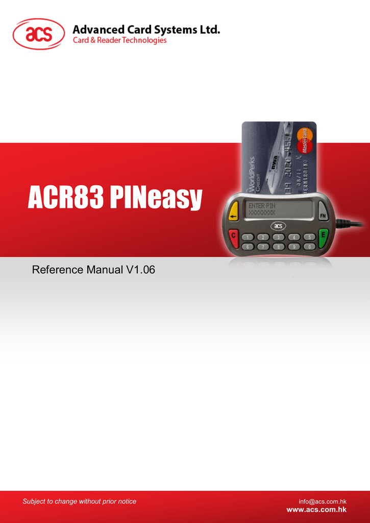 ACS ACR83 PINeasy Reference Manual | Manualzz