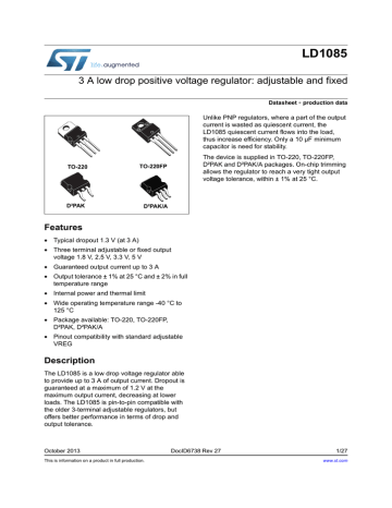 STMicroelectronics LD1085 Datasheet | Manualzz