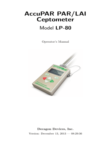 Decagon Devices ACCUPAR LP-80 Operator's Manual | Manualzz
