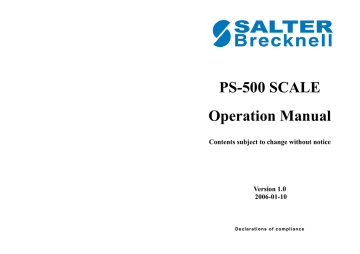Salter Brecknell PS-500 Operation Manual | Manualzz