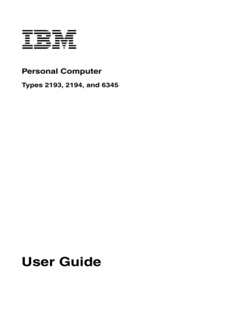 IBM Personal Computer 2193, 2194, 6345 User Guide | Manualzz