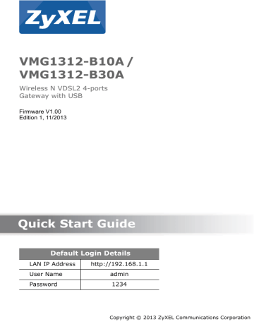 ZyXEL VMG1312-B30A Quick Start Guide | Manualzz