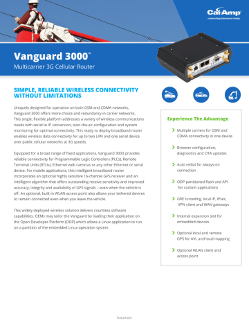 Cellular Router Vanguard 3000 Datasheet | Manualzz