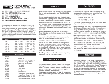 WAGNER FORCE DIAL FDL Series Operation Manual | Manualzz
