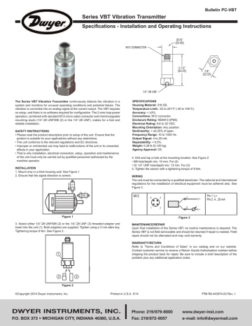 Dwyer Model VBT-1 Instruction manual | Manualzz