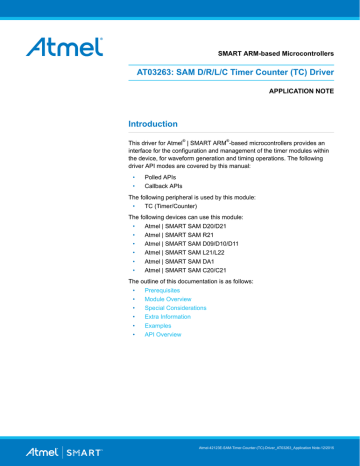 Atmel SAM D/R/L/C Timer Counter (TC) Driver Application Note | Manualzz