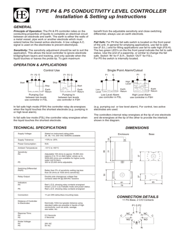 Hawker Electronics Conductivity Level Controller P4 & P5 Installation ...