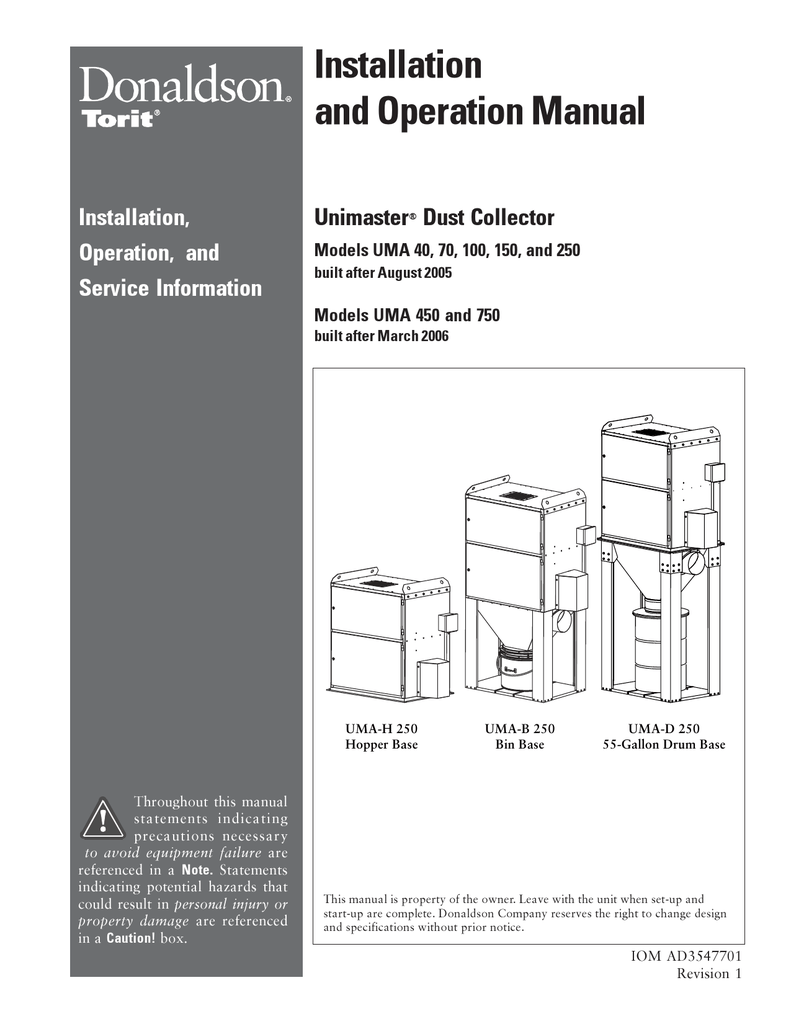 Unimaster Manual - IOM UMA 40, 70, 100, 150, 250, 450, and 750 built ...