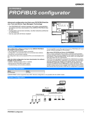 Omron CX-PROFIBUS Datasheet | Manualzz