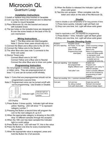 Microcoin QL Installation Instructions | Manualzz