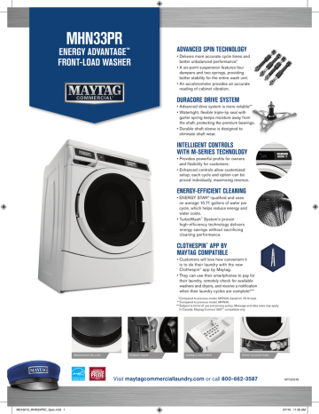 Maytag MHN33PRCWW 27 Inch Commercial Energy Advantage Front Load Washer ...