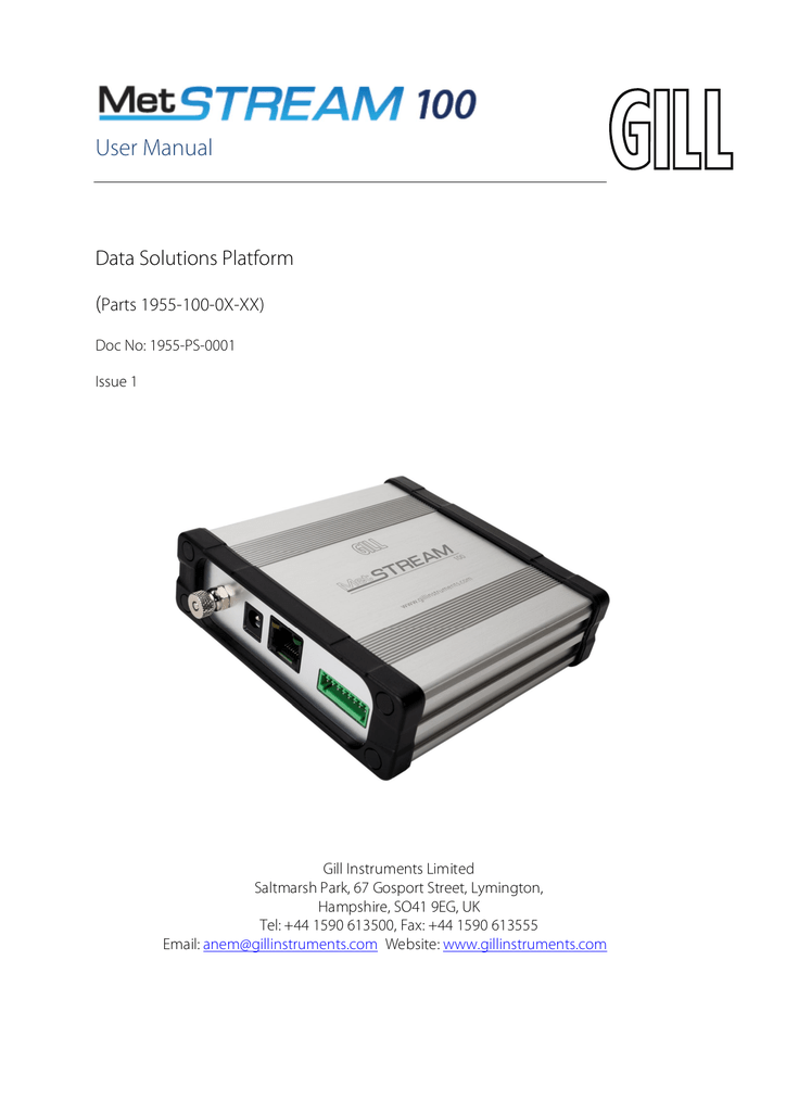 Gill Instruments MetStream 100 User manual | Manualzz
