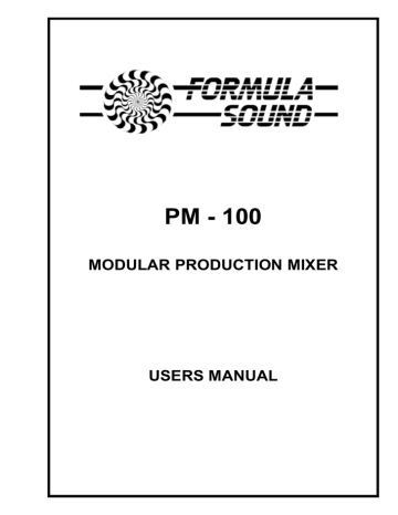 Formula Sound PM-100 User manual | Manualzz