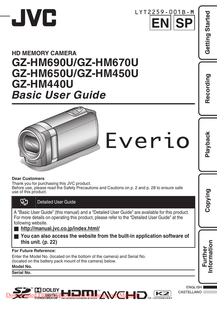 JVC Everio GZ-HM650 User Guide Manual Pdf | Manualzz