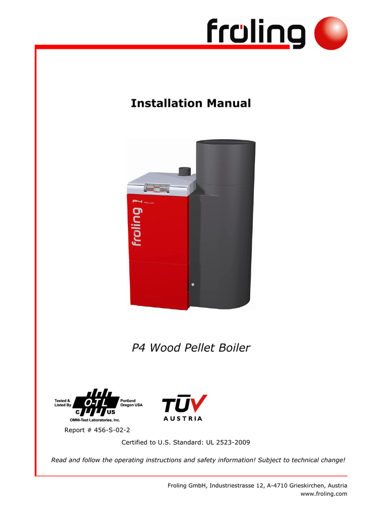 Froling P4 Pellet 8-60 Installation manual | Manualzz