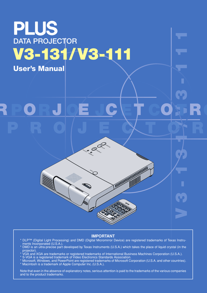 PLUS Vision V3-111 Projector User Guide | Manualzz
