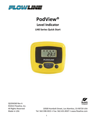 Flowline LI40 Series Level Indicator Quick Start | Manualzz