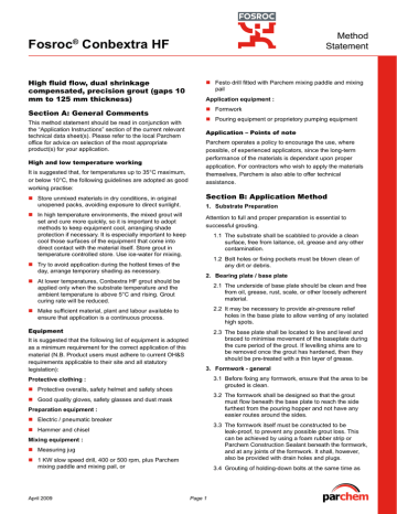 Fosroc Conbextra HF Method Statement | Manualzz