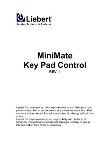 Vertiv Liebert MiniMate Key Pad Control User Manual | Manualzz