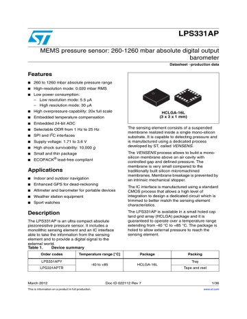 STMicroelectronics LPS331AP Datasheet | Manualzz