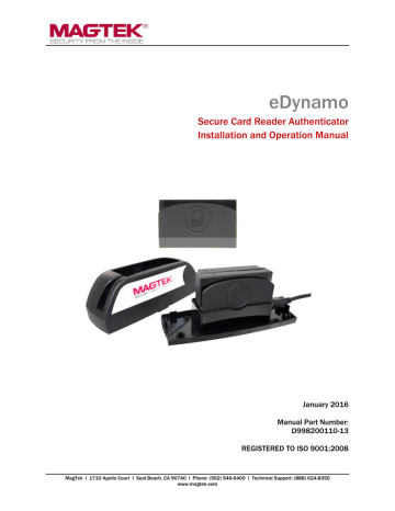MagTek eDynamo Secure Card Reader Authenticator Installation and Operation Manual | Manualzz