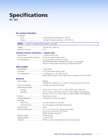 Extron PC 101 Specification | Manualzz