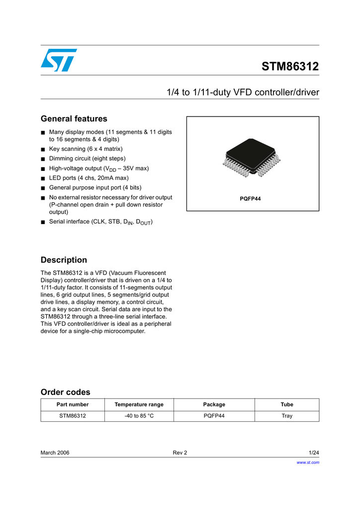 STMicroelectronics STM86312 Datasheet | Manualzz