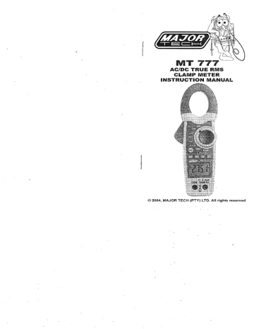 MAJOR TECH MT 777 Clamp Meter Instruction Manual | Manualzz