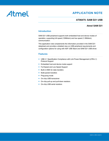 SAM D21 USB peripheral Application Note | Manualzz