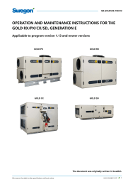 Swegon GOLD RX - User manual, Operation And Maintenance Instructions ...