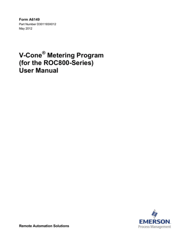 V-Cone Metering Program ROC800 Series User Manual | Manualzz