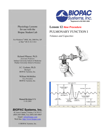 Pulmonary Function I Lesson - Biopac Student Lab | Manualzz