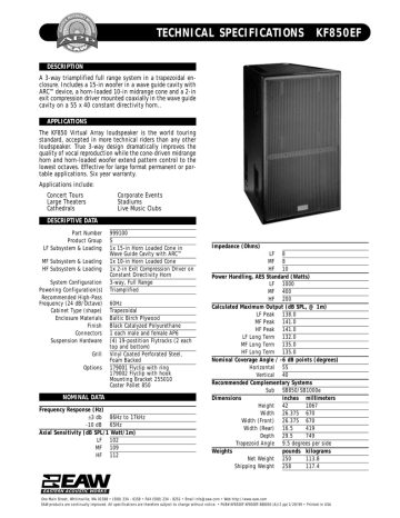 EAW KF850EF Technical Specifications | Manualzz