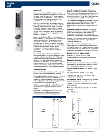 Dormakaba Simplex 3000 Specification | Manualzz
