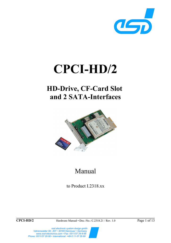 ESD CPCI-HD/2 manual | Manualzz