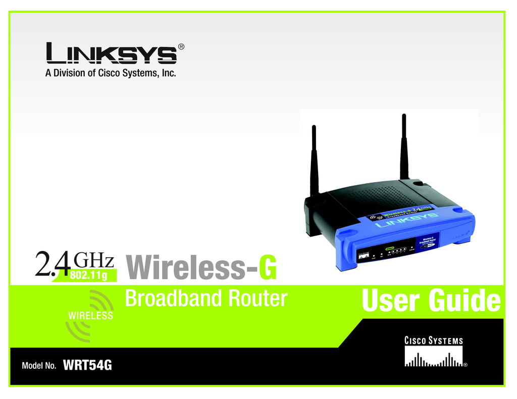 Linksys WRT54G - Wireless-G Broadband Router Wireless User manual | Manualzz