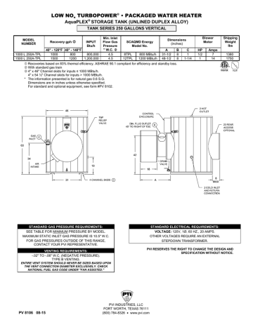 PVI TANK SERIES 250 GALLONS VERTICAL 1000 L 250A-TPL, 1500 L 250A-TPL ...
